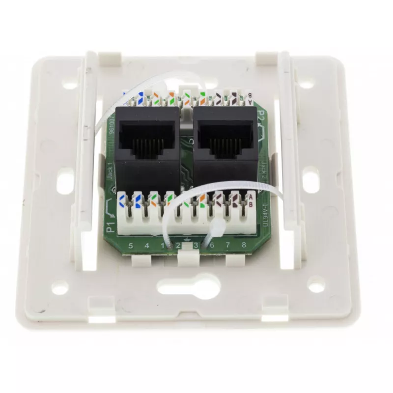 INF Wall socket, surface-mounted UTP, 2xRJ45, Cat6, white