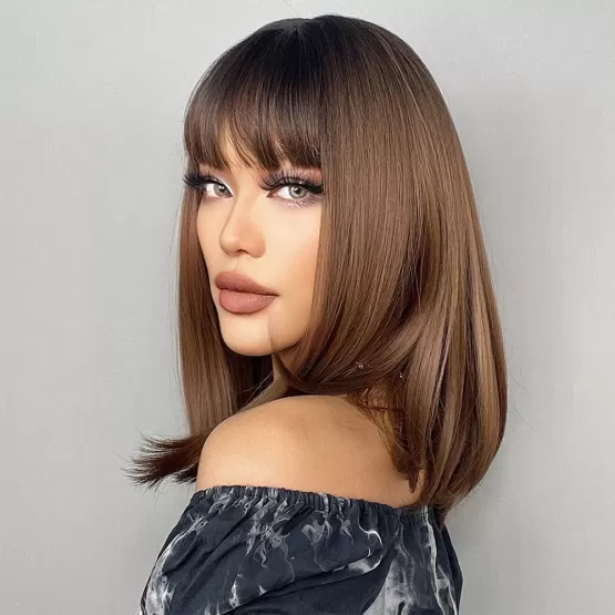 Chic snygg peruk för dam guld 45 cm