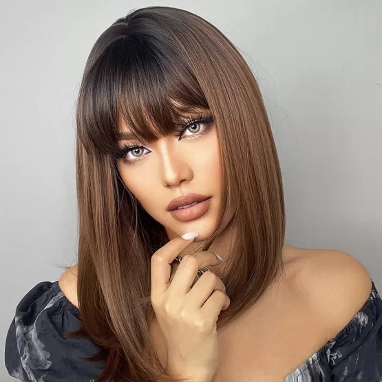 Chic snygg peruk för dam guld 45 cm