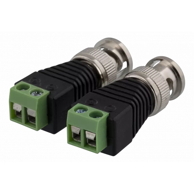 2-pin Terminal block to BNC, 2-Pack, Screw fix, BNC
