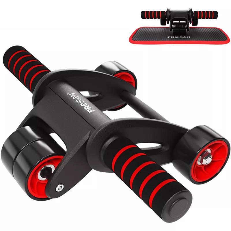 INF PROIRON Abdominal Roller Whee Svart/Röd, Stång i rostfritt stål