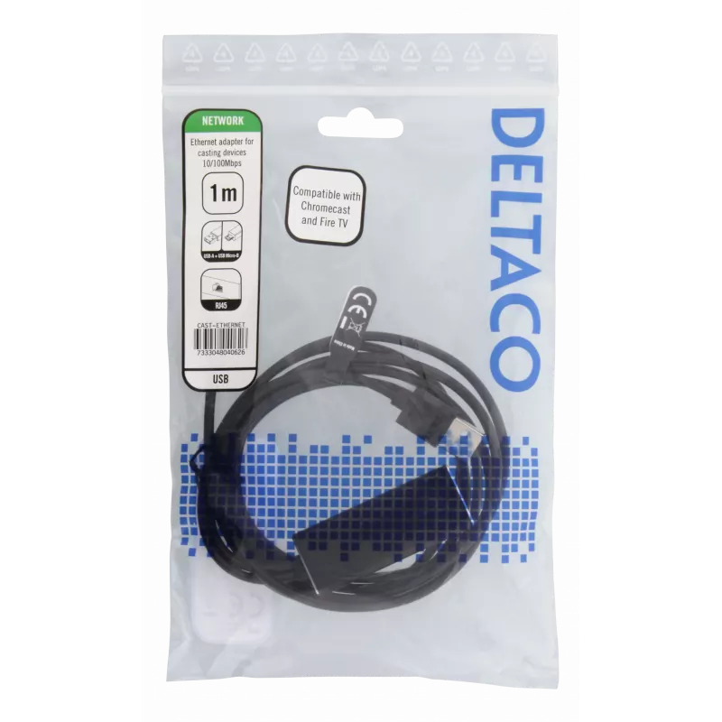 Ethernet adapter casting device 1m 100 Mbps USB-A+USB MicroB