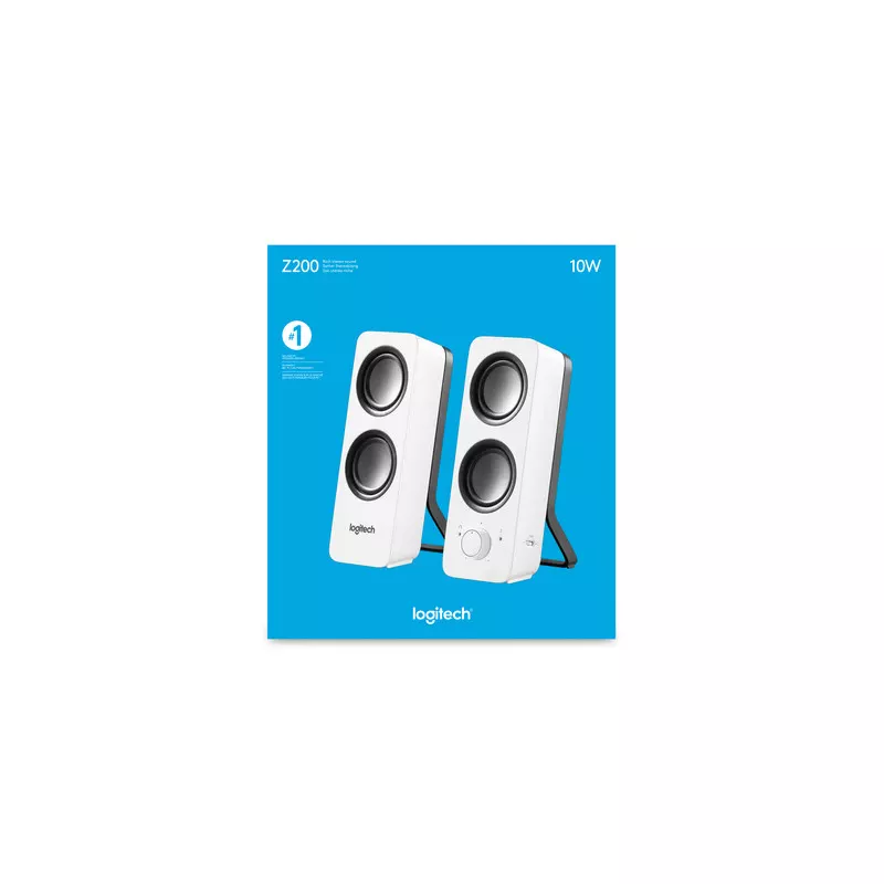 Logitech Z200, 2.0 kanaler, Kabel, 5 W, 120 - 20000 hz, Vit