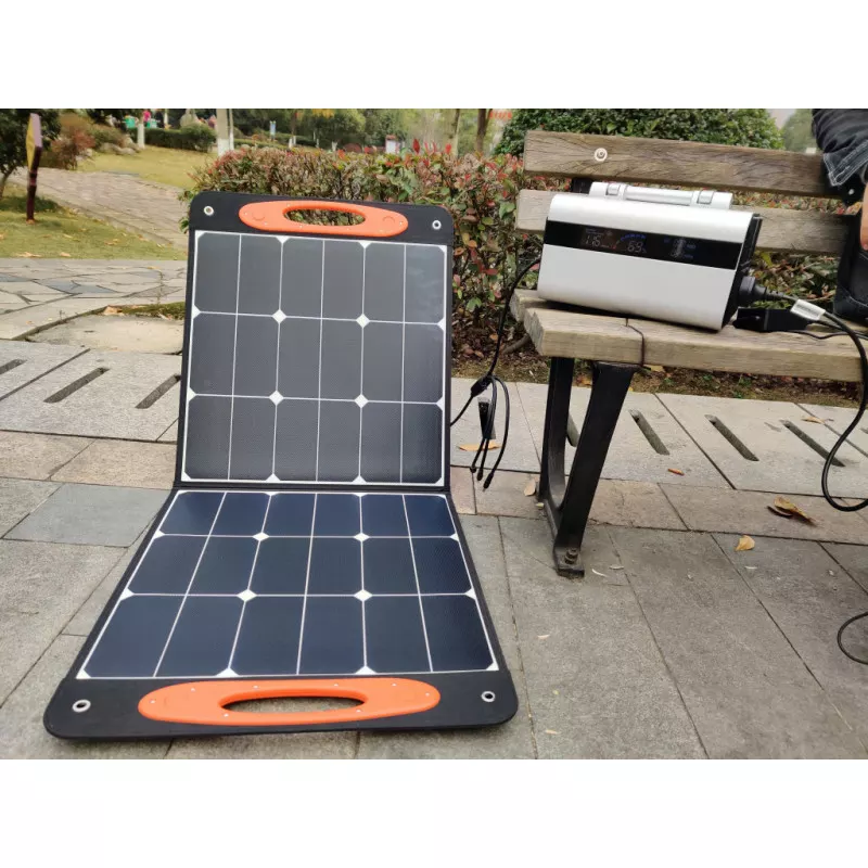 Vikbar solpanel med 36 w Controller 100 w 18 v Svart/Orange
