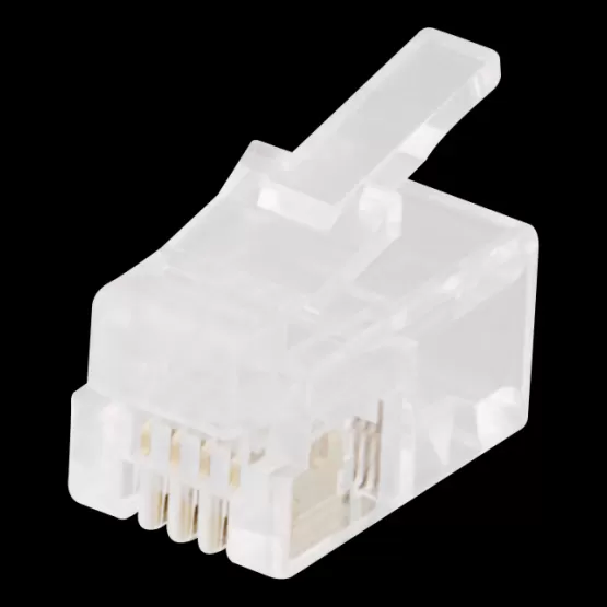 Modular connector RJ9/RJ10/RJ22 4P4C, 20-pack, transparent