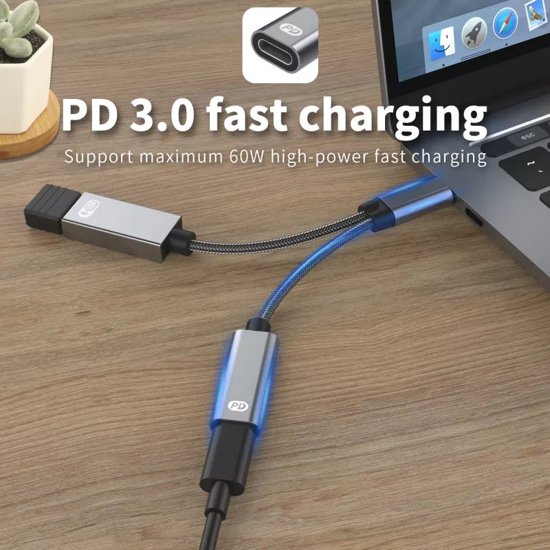 INF USB-C hane till USB-hona + USB-C PD ladduttag och OTG-adapter USB 2.0
