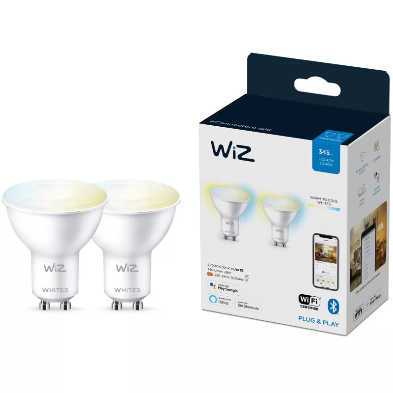 INF WiFi Smart LED GU10 50W 345lm Varm-kallvit 2-pack