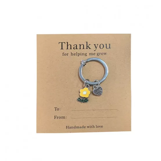 2024 års examenspresent - tack nyckelring med blomma