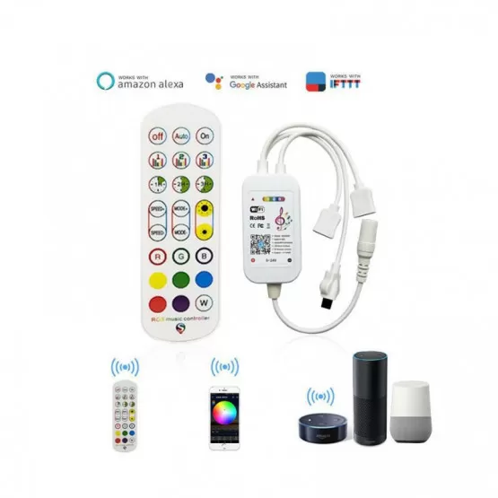 24-Key WiFi Smart LED Strip Light Kit med röststyrning