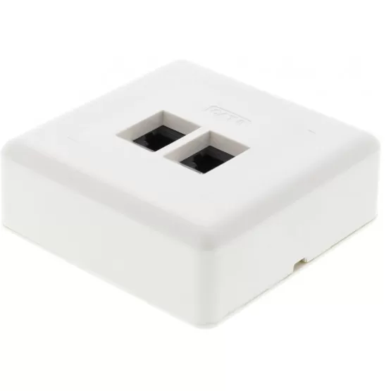 INF Wall socket, surface-mounted UTP, 2xRJ45, Cat6, white