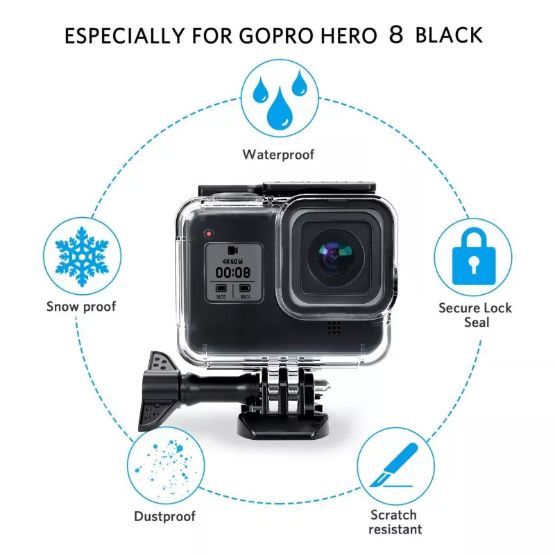 GoPro Hero 8 Black vattentätt skal IP68 Transparent
