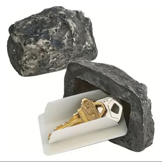 Utomhus nyckelskåp, Realistisk Rock Hidden Key Holder för trädgård