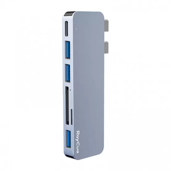 Hub 6w2 RayCue 2x USB-C till Thunderbolt 3 + 3x USB-A 3.0 5Gbps