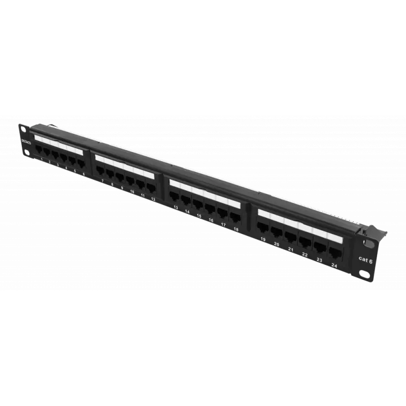 UTP patch panel 24xRJ45 Cat6 krone terminal 1U 19" black