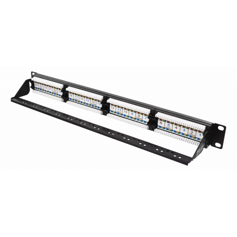 UTP patch panel 24xRJ45 Cat6 krone terminal 1U 19" black