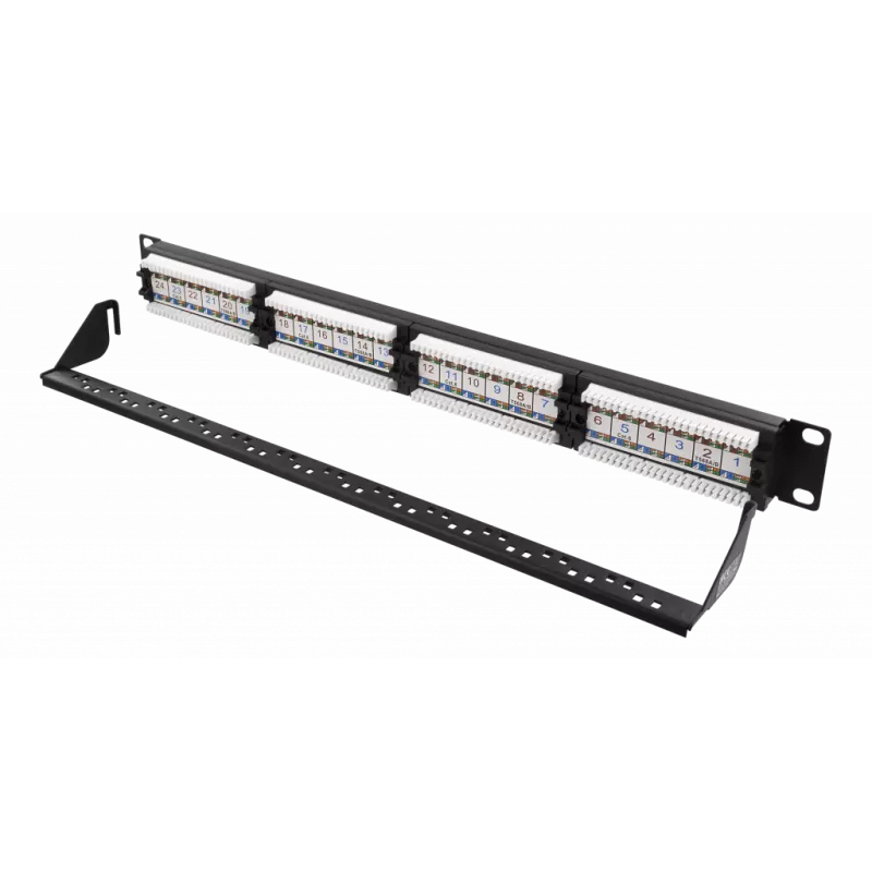 UTP patch panel 24xRJ45 Cat6 krone terminal 1U 19" black