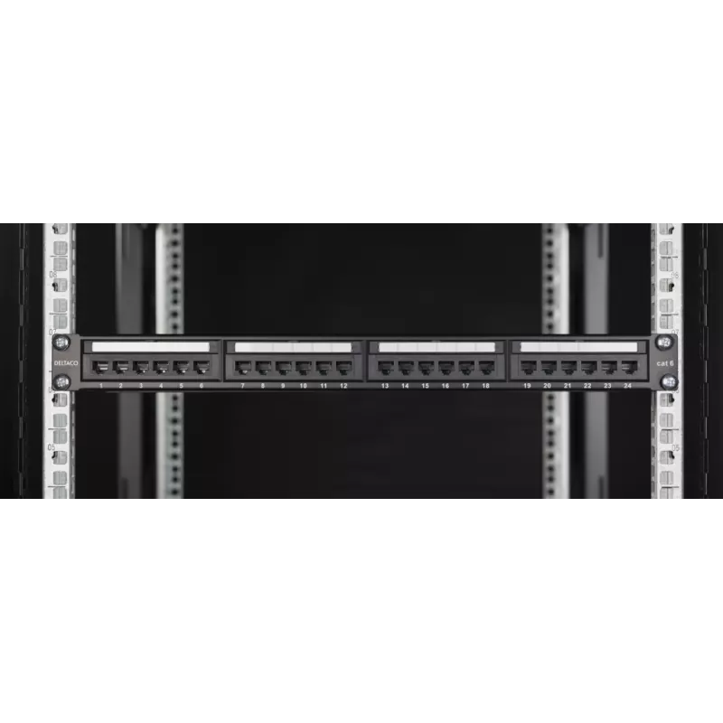 UTP patch panel 24xRJ45 Cat6 krone terminal 1U 19" black