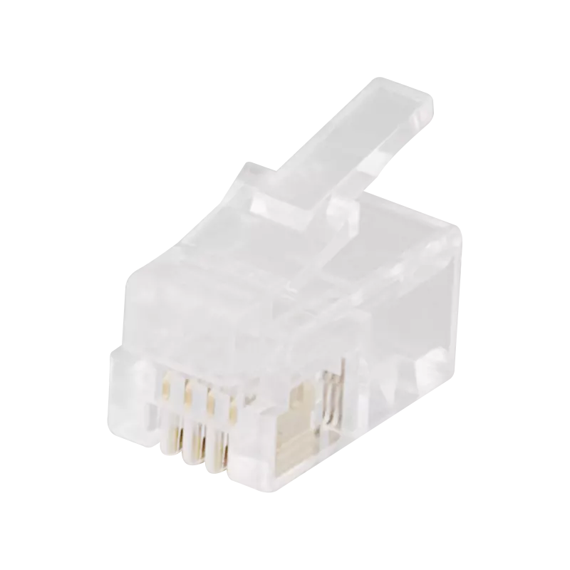 Modular connector RJ9/RJ10/RJ22 4P4C, 20-pack, transparent
