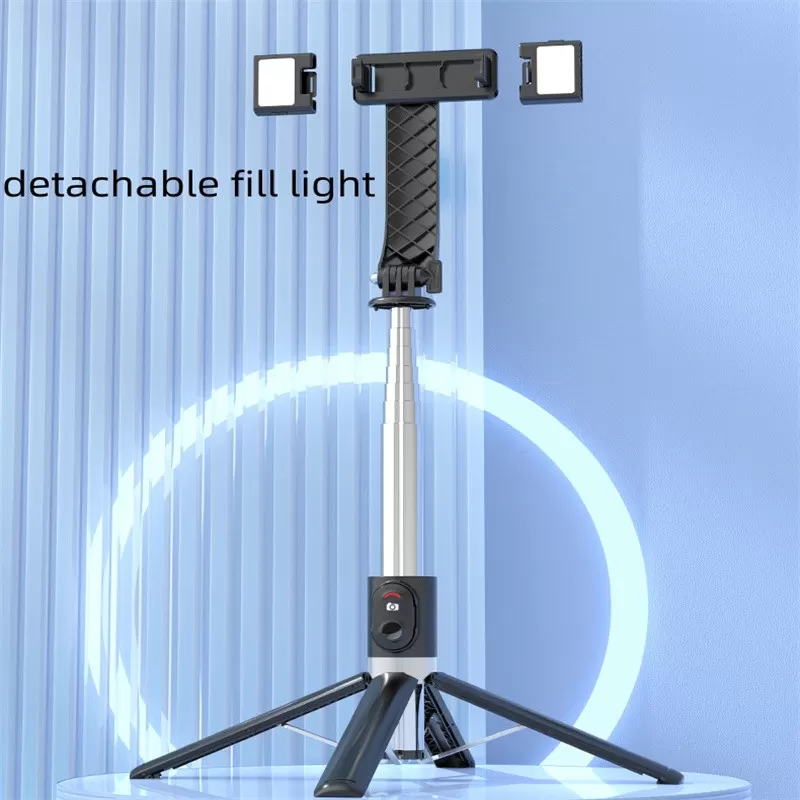 Justerbar selfiestick / tripod med LED-ljus 140 cm