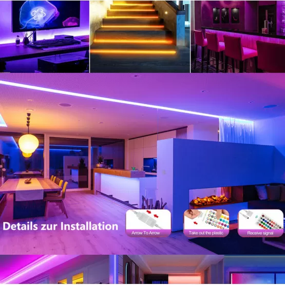 INF 5M LED-slinga med fjärrkontroll - Vit, 12V, 5050