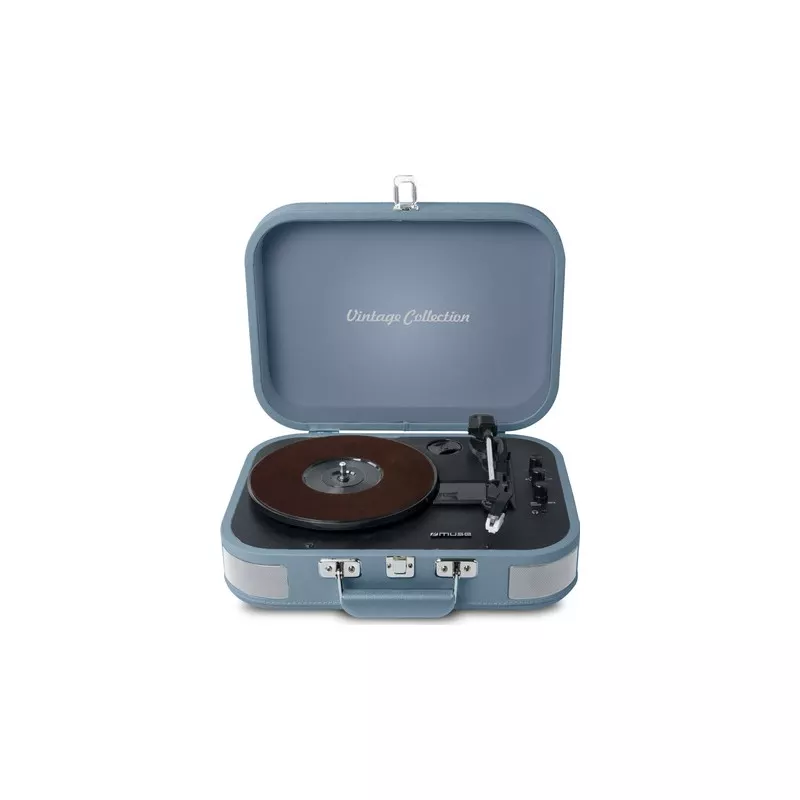 INF MT-201 BVB Turntable Stereo system BT USB vintage Light Blue