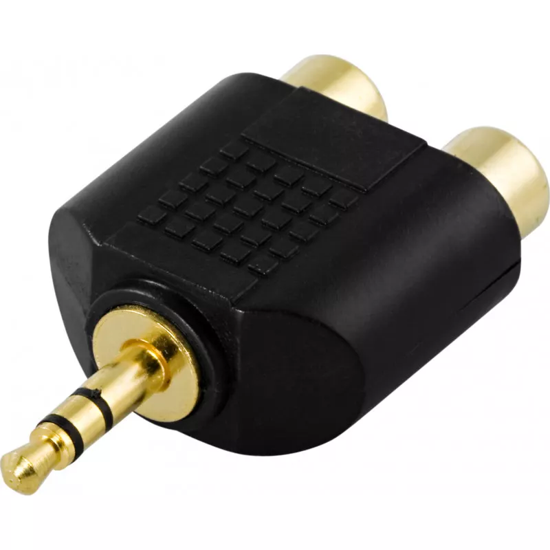 Multimedia adapter, 2xRCA fe to 3.5mm ma, gold-plated
