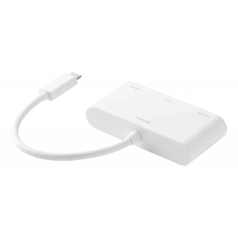 USB-C docking station, HDMI/VGA/USB-C, PD 2.0, white