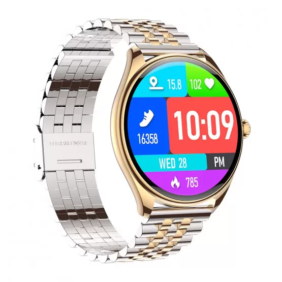 INF Roséguld Smartwatch med Silver & Guld Metallarmband