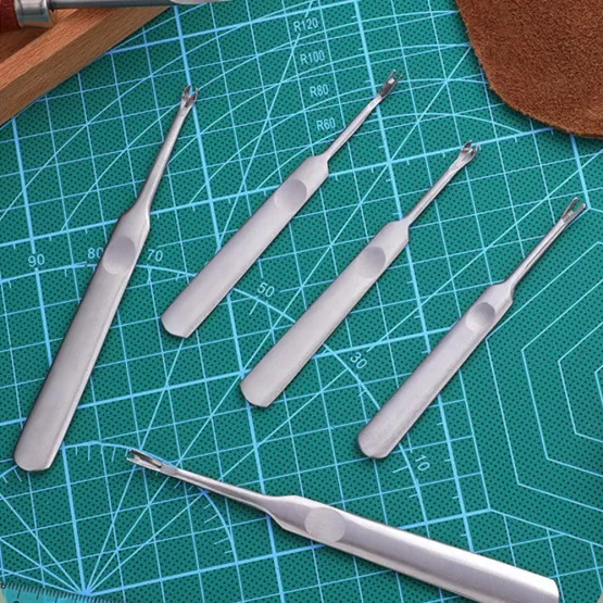 INF 5 st Rostfritt Stål Läder Groover Set - Kantfasare Skiving DIY Verktyg