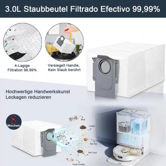 INF Qrevo Robotdammsugare Ersättningstillbehör - Huvudborstar, Filter,