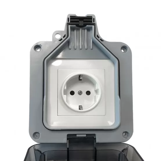 INF Utomhus vägguttag med lock IP66 Eluttag 16A 250V