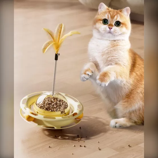 INF Interaktiv Vinglande Tumlare Kattleksak med Godisdispenser & Retsticka