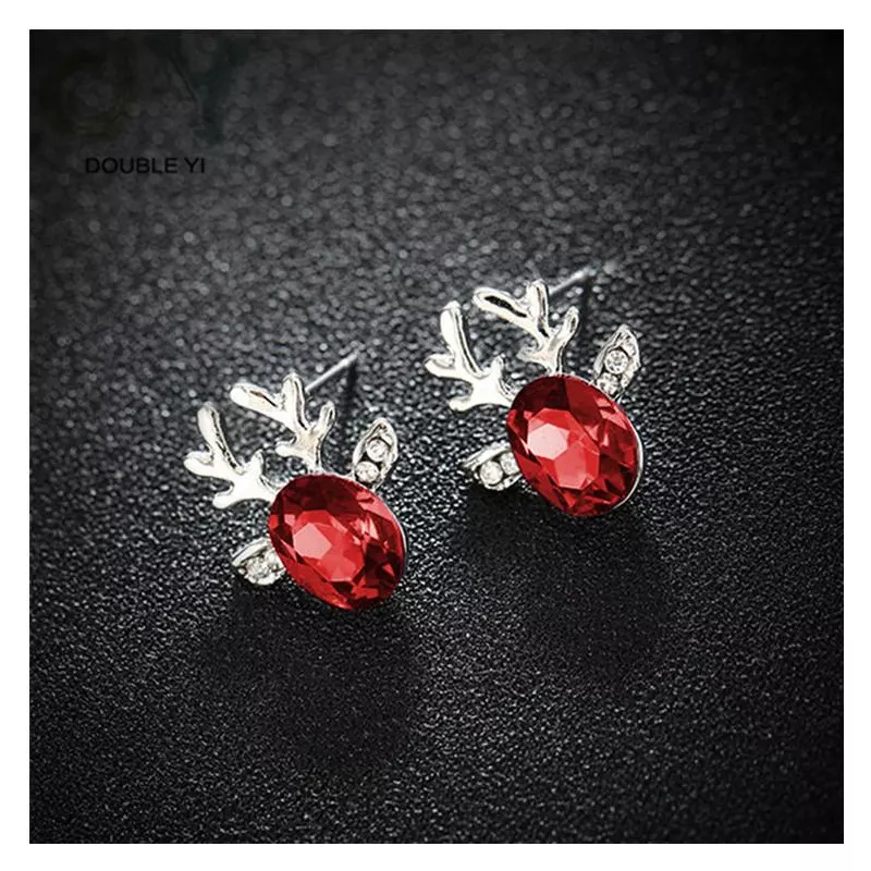 Silvriga ren-örhängen till jul - silver/mullbär