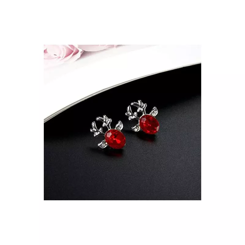 Silvriga ren-örhängen till jul - silver/mullbär