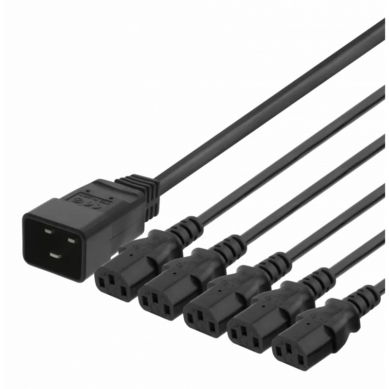 IEC C20 to 5x IEC C13, Y-splitter cable,1m, 16A/250V, black