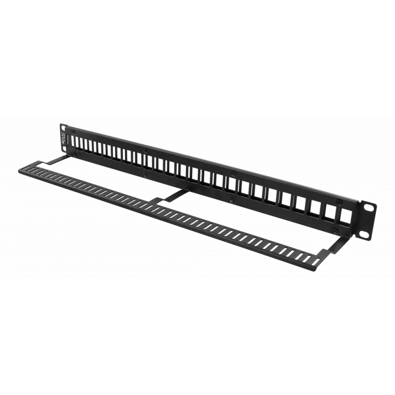 Patch panel 24 ports w/out connectors cable support 1U 19"
